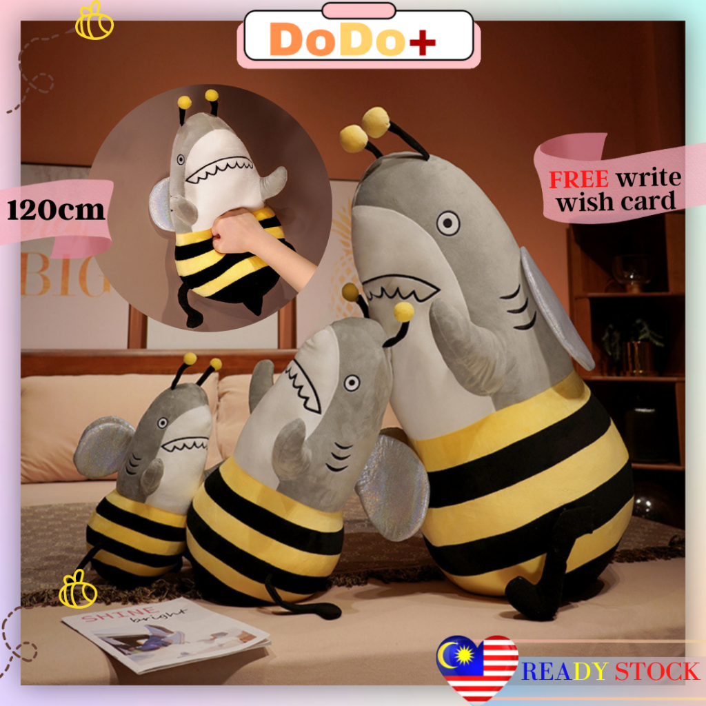 【DODO+】120cm Shark Bee Soft Plush Toy Children Throw Pillow Cushion ...