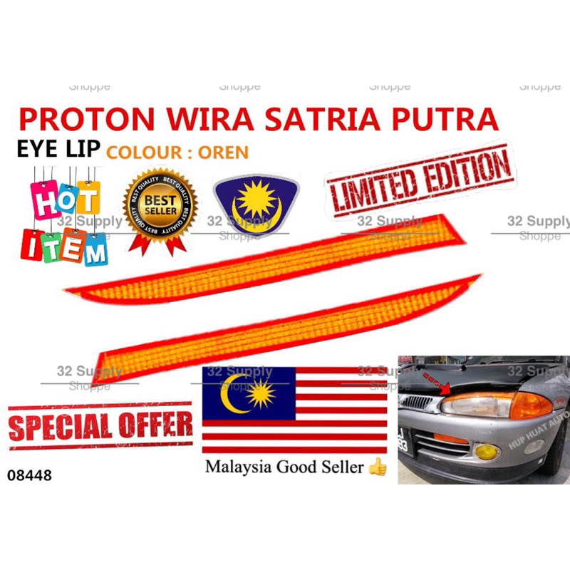 PROTON WIRA SATRIA PUTRA HEAD LAMP EYE LIP OREN EYEBROW ORANGE KENING ...