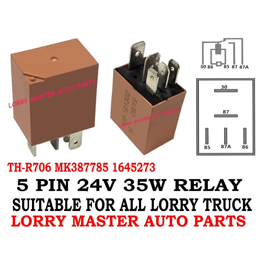 5PIN 24V RELAY SCANIA ISUZU FUSO LORRY TRUCK 1645273 th-r535 POWER RELAY HEAD LAMP RELAY ...