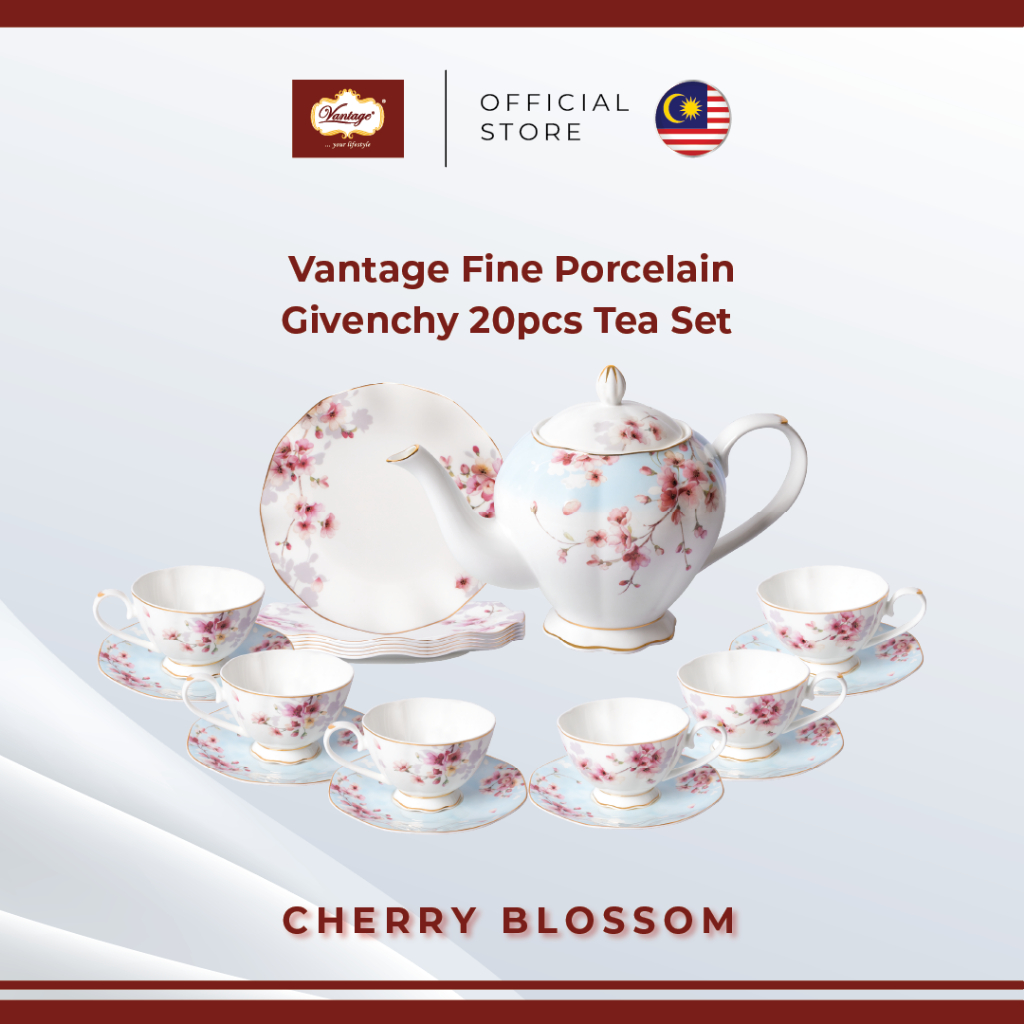Vantage Fine Porcelain Givenchy Series Cherry Blossom Tea Set (20 Pcs ...