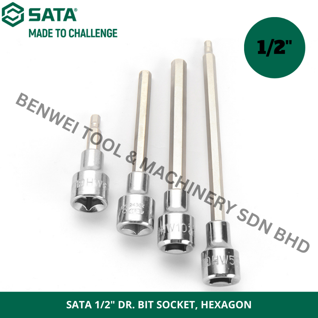 SATA 1/2" DR. BIT SOCKET, HEXAGON / SOCKET BOX HEX / ALLEN KEY BOX SET / 5MM 6MM 8MM 10MM ...