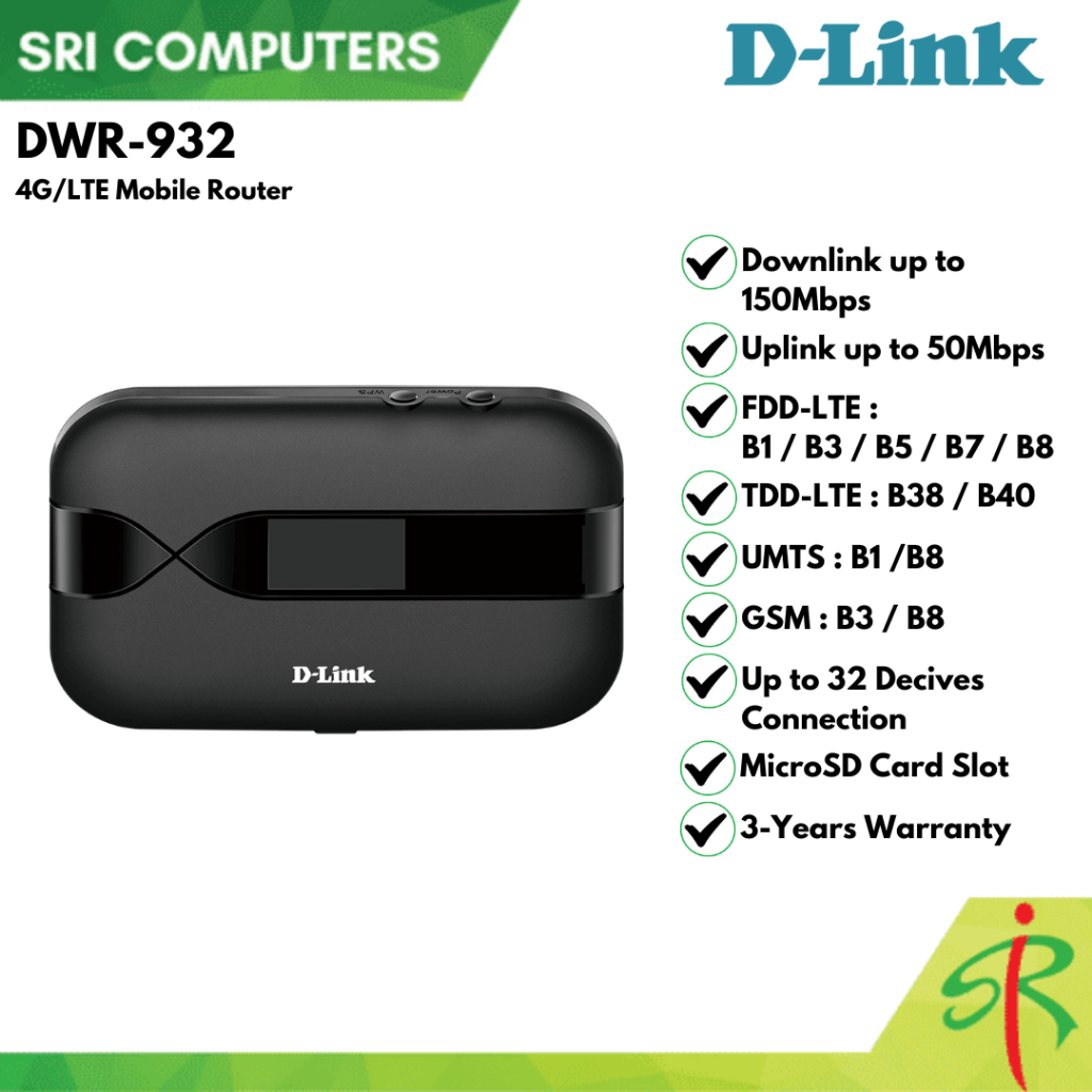 [3-YEARS WARRANTY] D-Link DWR-932 4G/LTE Mobile Router | Shopee Malaysia