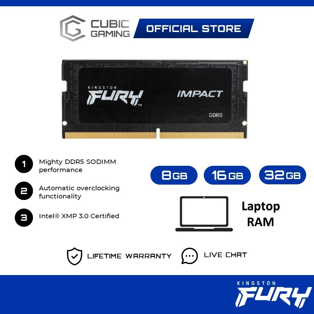 Kingston Fury Impact DDR5 4800MHz / 5600Mhz / 6000Mhz / 6400Mhz Notebook Gaming SODIMM Laptop ...