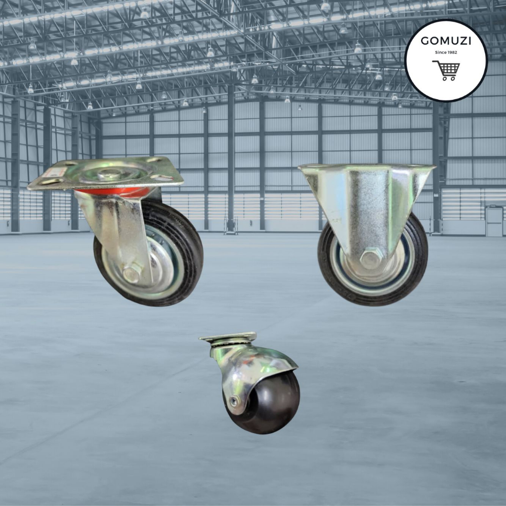 Caster Wheel 3" (75MM) HEAVY DUTY BLACK RUBBER SWIVEL/RIGID TROLLEY ...