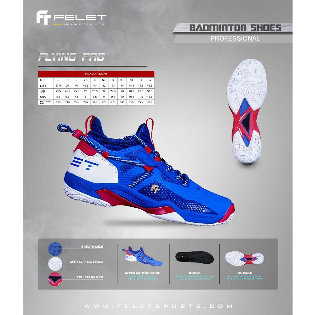 FELET FLYING PRO BADMINTON SHOES PRO SERIES (100% ORIGINAL) | Shopee ...