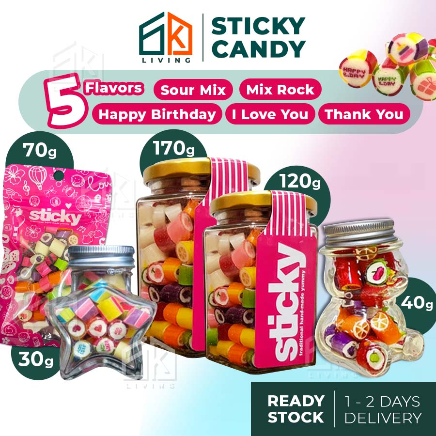 STICKY CANDY Gula-Gula HALAL Thank You / Happy Birthday / I Love You ...