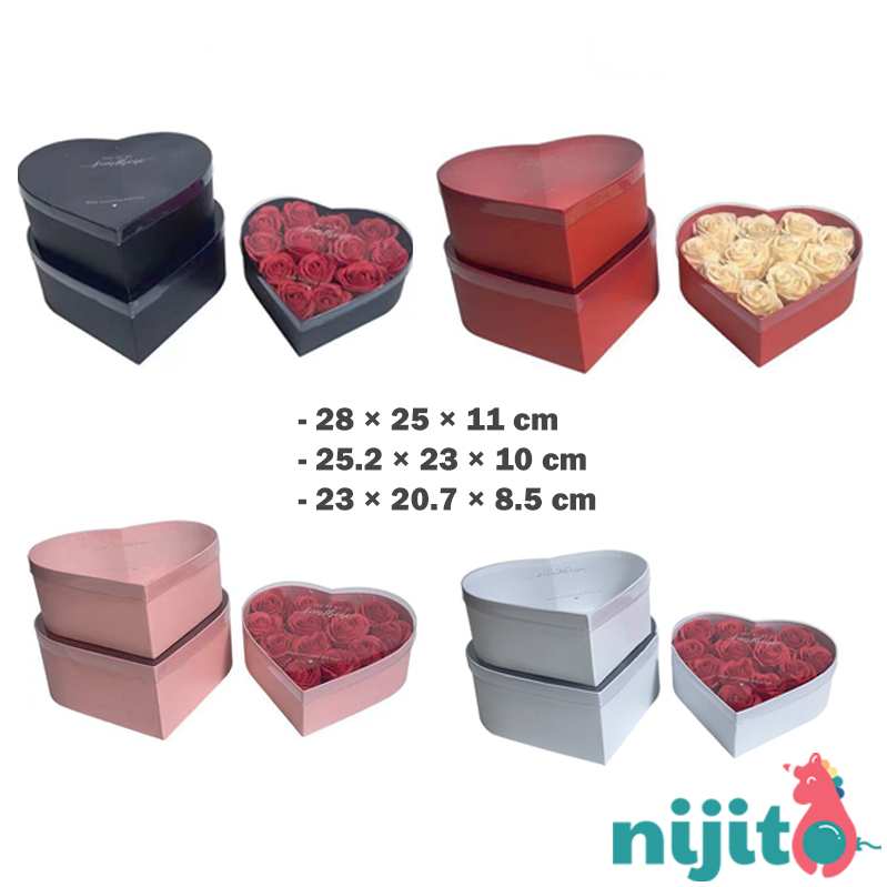 Nijito - PVC transparent heart-shaped flower packaging box Florist ...