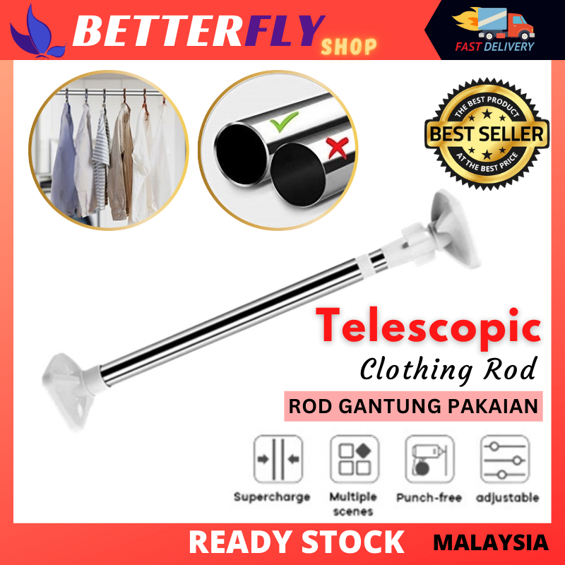 🔥NEW!!! 🔥 ROD GANTUNG PAKAIAN | Telescopic Clothing Rod Punch-free ...