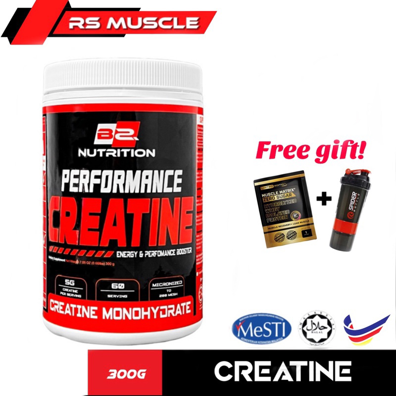 Creatine Monohydrate BsNutrition 300g (Free shaker & Tester pack ...