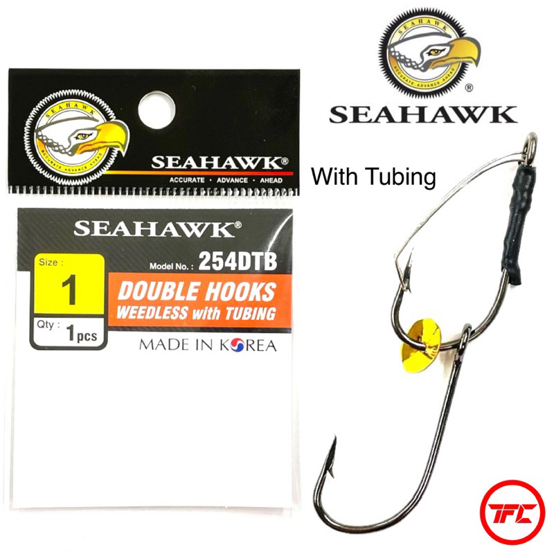 SEAHAWK Double Hooks Weedless With Tubing 254DTB Snakehead Haruan Toman ...