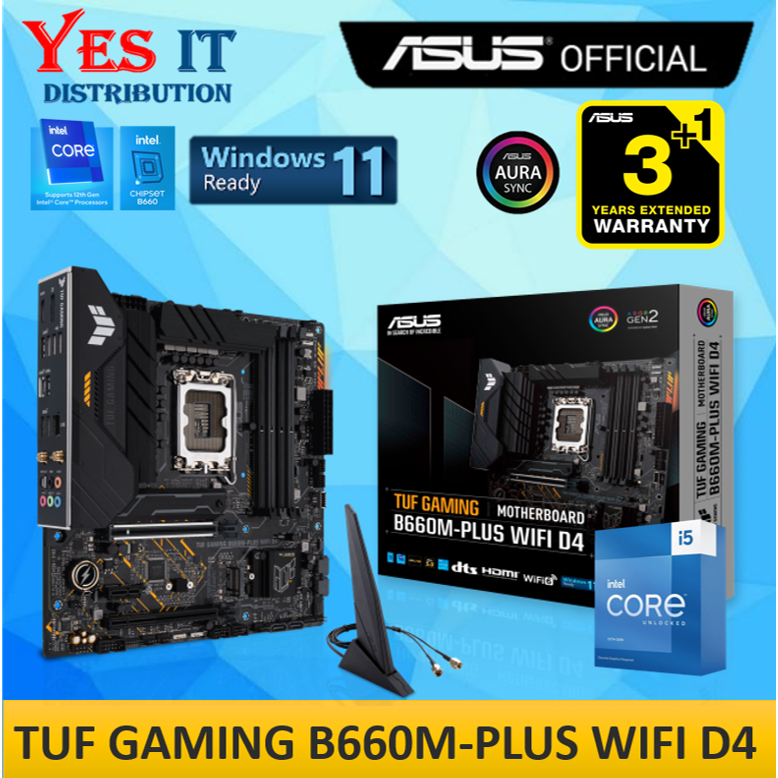 ASUS TUF GAMING B660M-PLUS WIFI D4 mATX INTEL LGA1700 MOTHERBOARD + INTEL I5-13600KF PROCESSOR ...