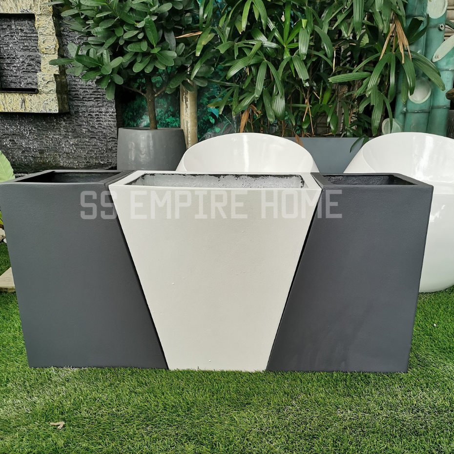 REX FP27 Black Fiberglass Matte Flower Pot Pasu Bunga Garden Taman ...