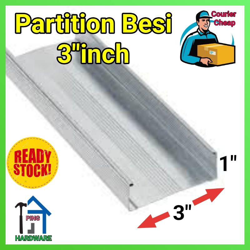 (3" x 1")~Rm9.00~ 8 FEET(No Cut) Partition Besi U-Purlin *Buat lebih ...