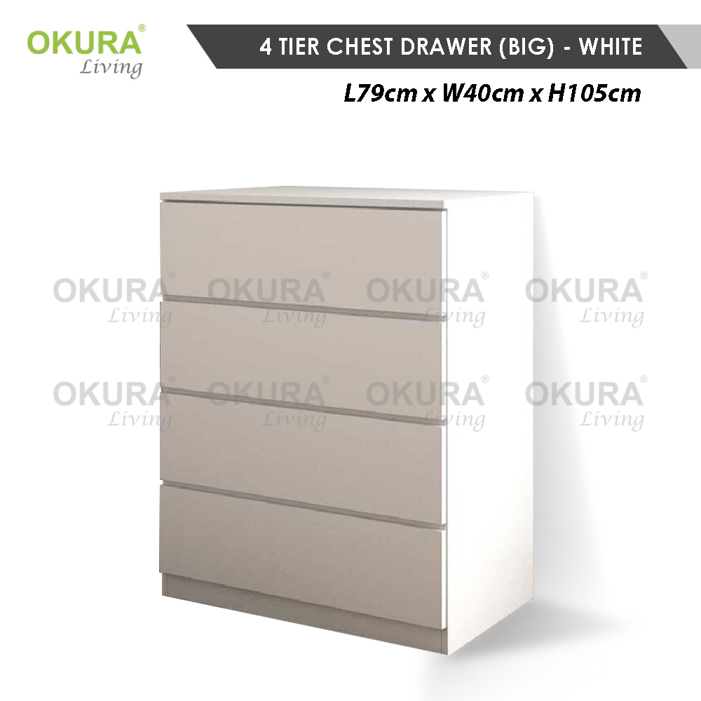 OKURA Bigger Size Chest Drawer with 4 Layer Drawer Storage Cabinet ...
