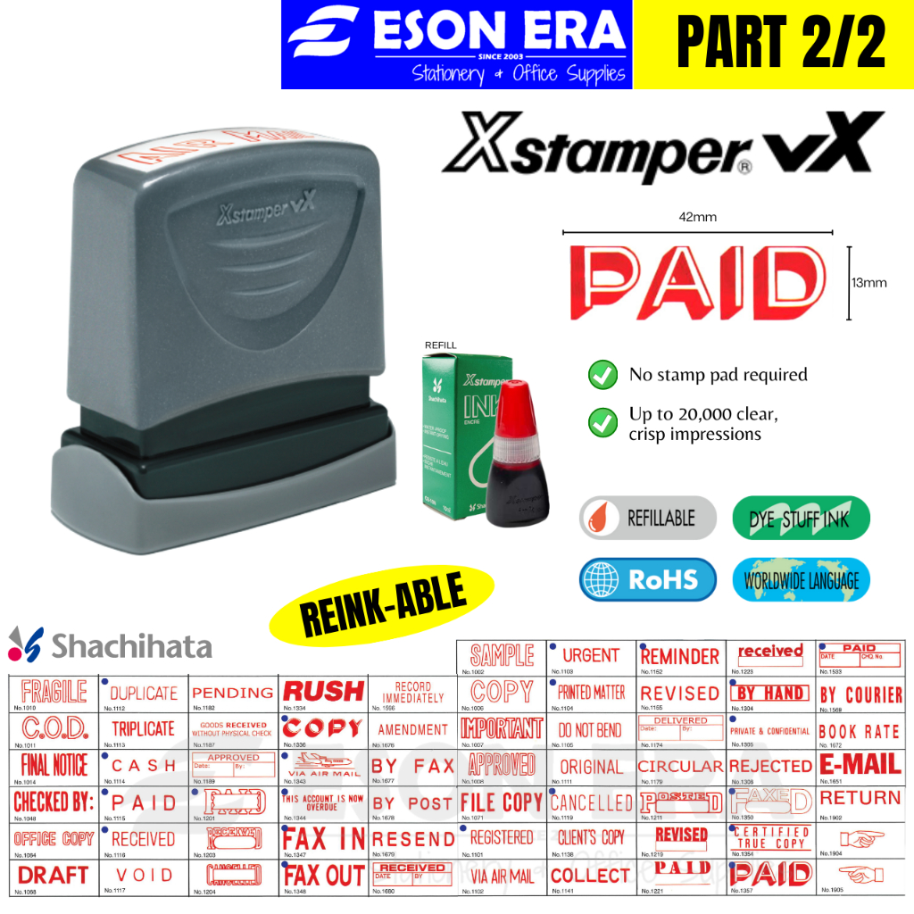 (Part 2/2) Artline Xstamper vX Refillable Ink Stamp ES-BV | Shopee Malaysia