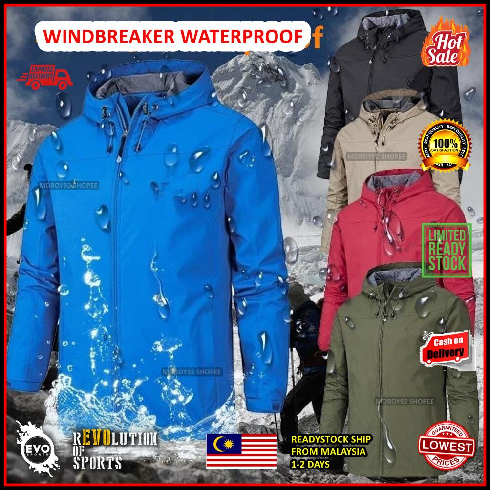 💥 [FAST SHIP READYSTOCK] 💥 Waterproof Windbreaker Unisex Bomber Jacket ...