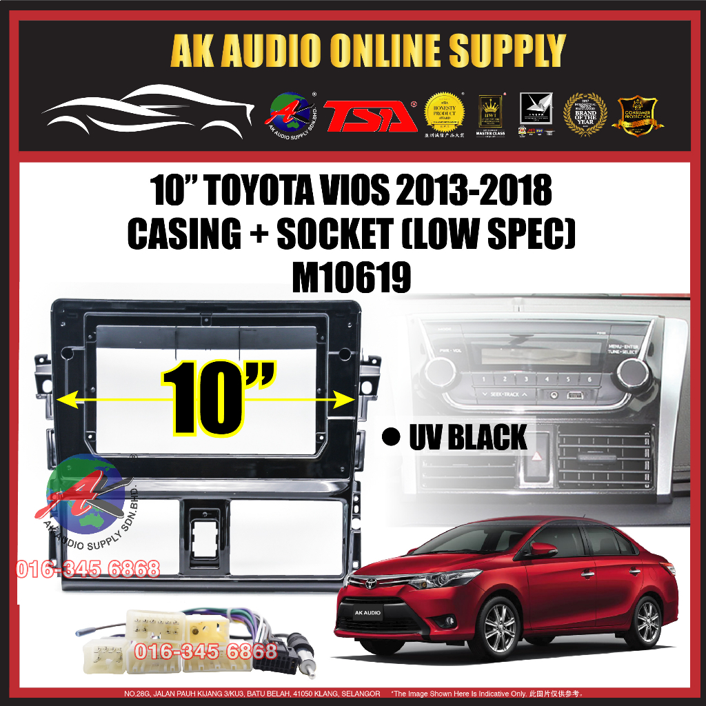 Toyota Vios 2013 2014 - 2018 10'' Inch Android Player Casing + Socket ...