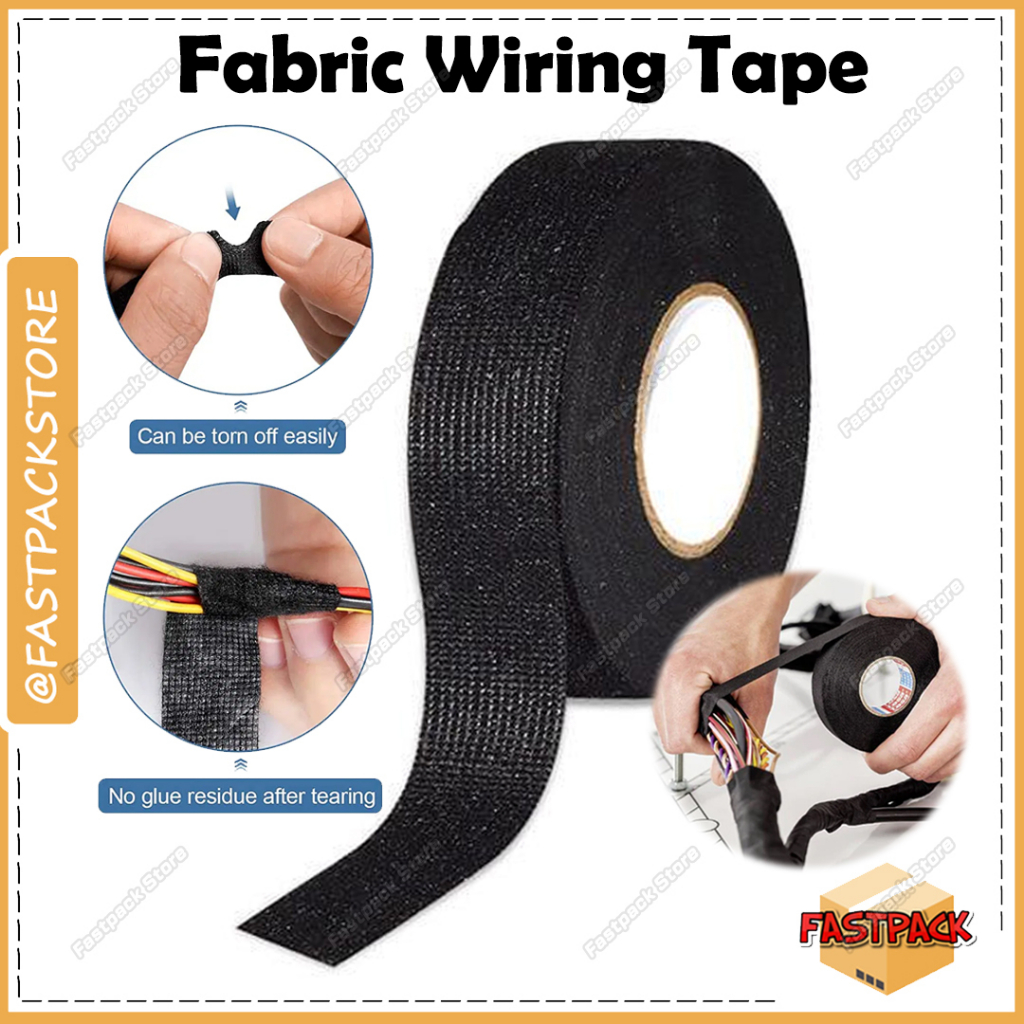 15 Meters Car Wiring Tape Harness Fabric Tape Car Black Heat Sound ...