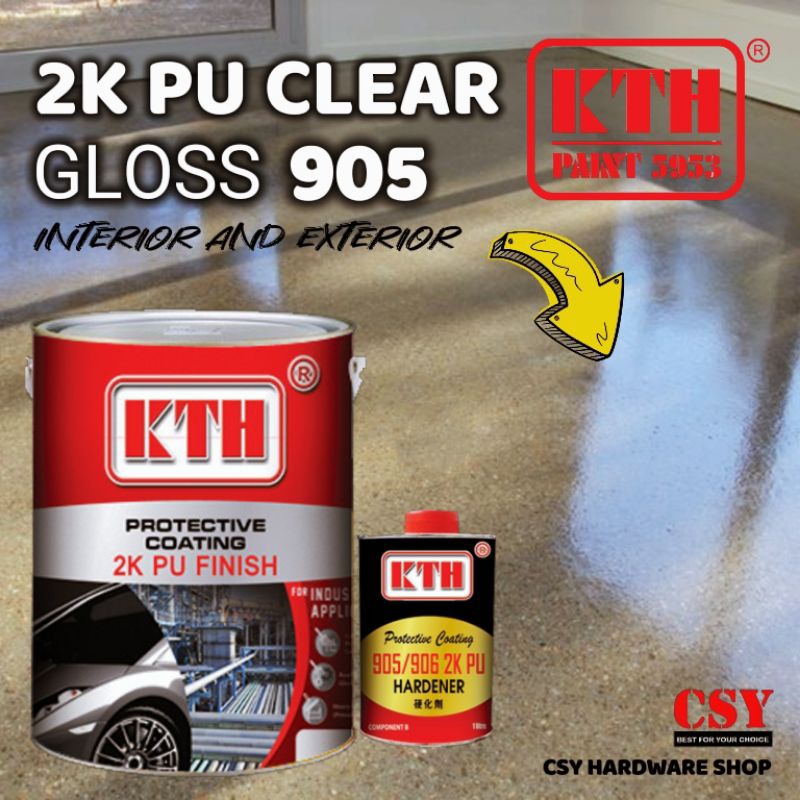 KTH PAINT 2K Polyurethane Epoxy Clear Finish Gloss 905 5Liter / Cat ...