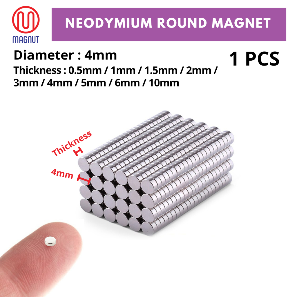 1pcs 4mm *0.5mm/1mm/2mm/3mm/4mm/5mm/6mm/10mm Magnet Bulat Neodymium ...