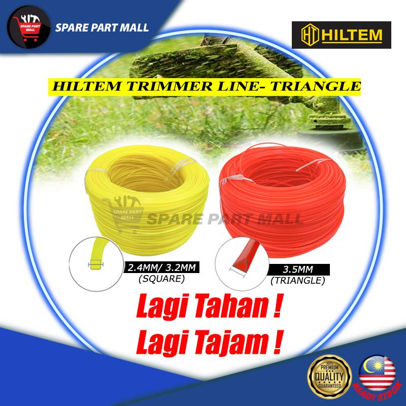 HILTEM BRUSH CUTTER TRIMMER LINE (2.4MM/ 3.2MM/ 3.5MM) (1KG/ 2.5KG/ 5KG) / NYLON GRASS CUTTING ...