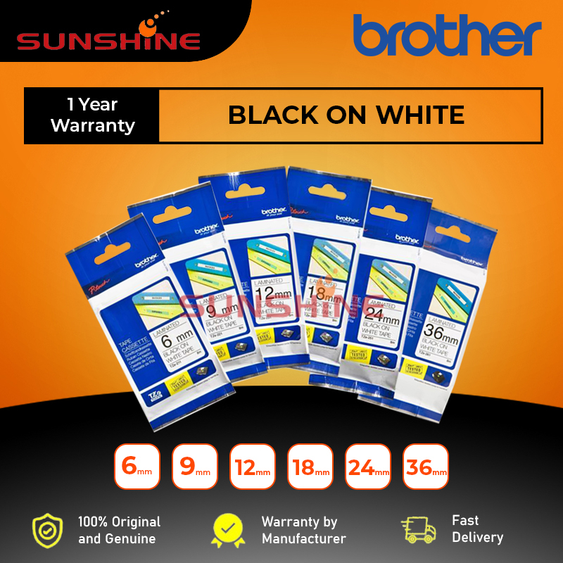 Brother Original Black On White Tze-211 Tze-221 Tze-231 Tze-241 Tze-251 ...