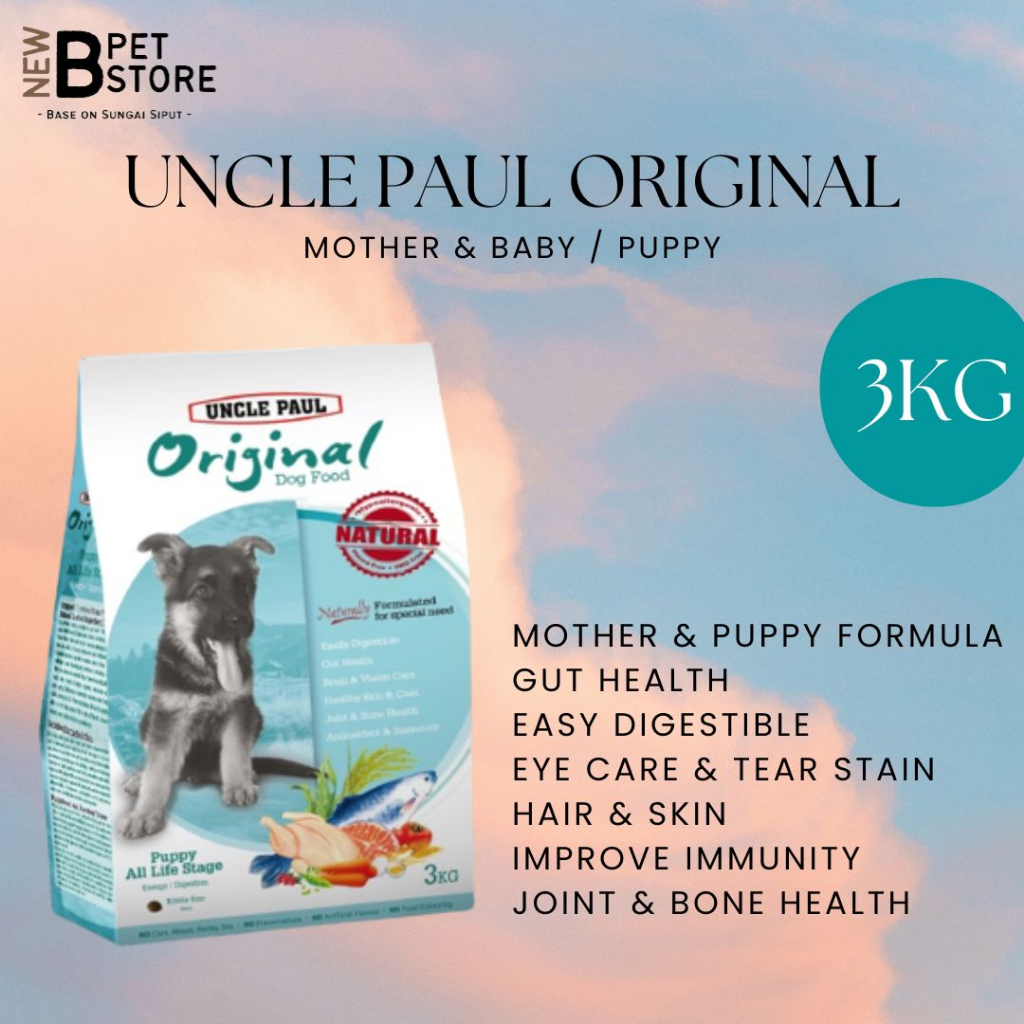 UNCLE PAUL ORIGINAL MOTHER & BABY / PUPPY PREMIUM DOG FOOD 3KG NEWB PET ...