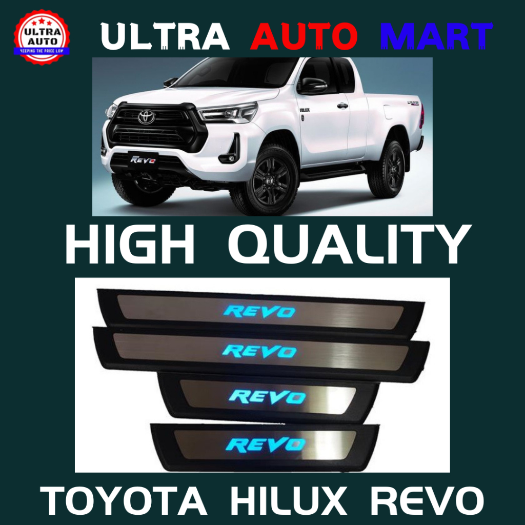 HILUX REVO Side Steel Plate Door Side Step with LED BLUE COLOUR ...