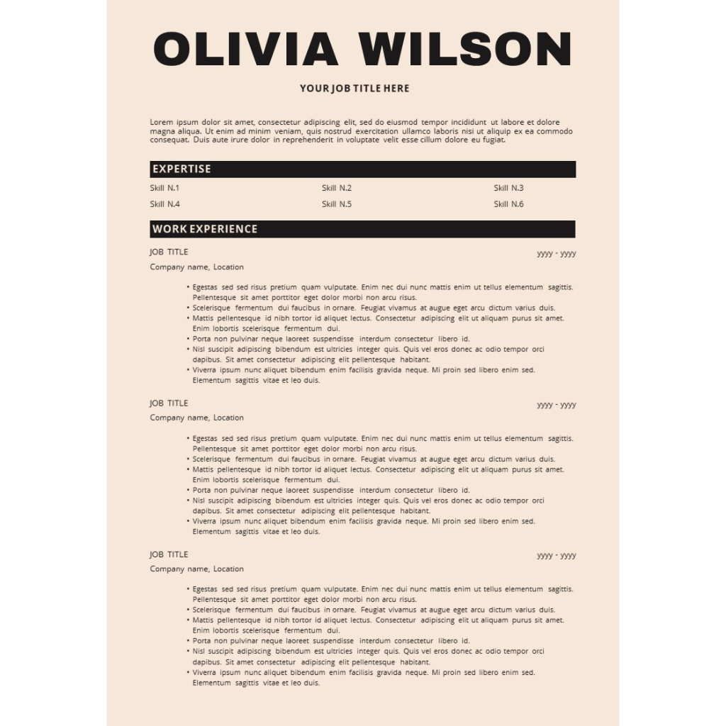 Resume Template Beige and Black Bold Minimal Elegant Professional Two ...