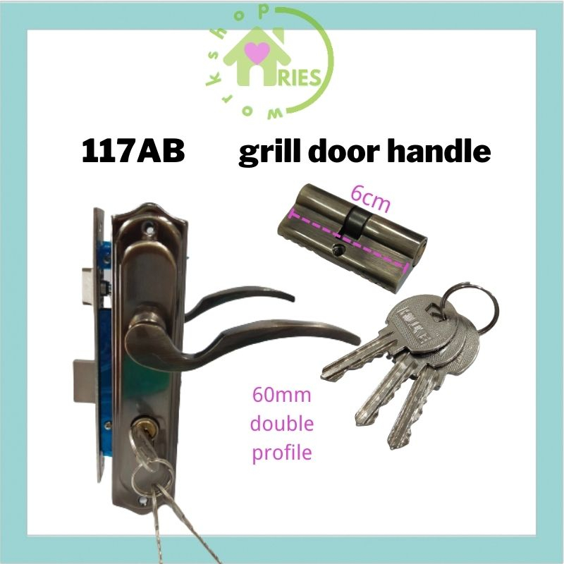 High Quality 117 AB Grille Door Lock / HILUKE Mortise Lock Handle ...