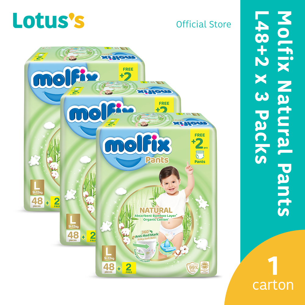 Molfix Natural Pants SJP L (48 Pcs x 3 Packs) | Shopee Malaysia