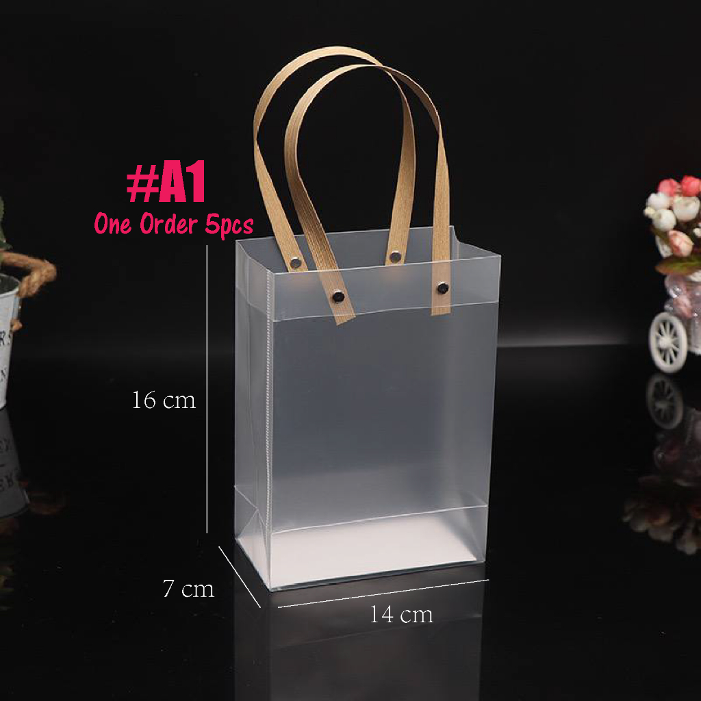 5Pcs Premium Gift Frosted PP Tote Bag Transparent Hand Bag Doorgift Bag ...
