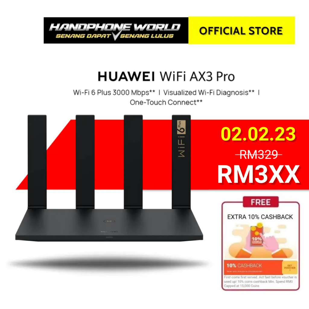 Huawei WiFi AX3 Pro Router | Wi-Fi 6 Plus 3000Mbps | One-touch Connect With NFC | Visualized Wi ...