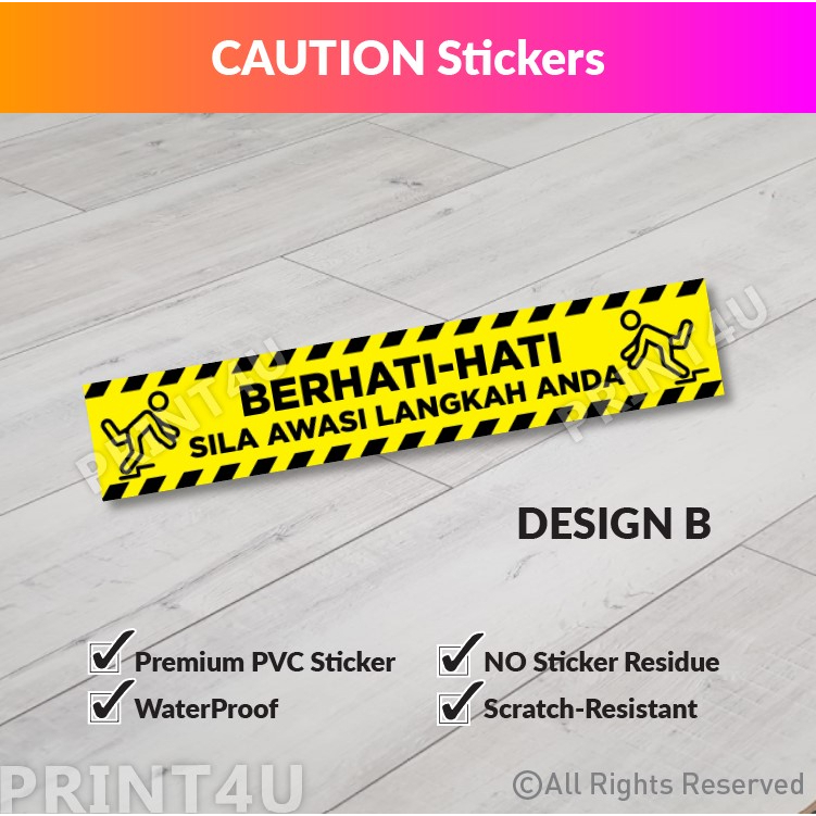 PRINT4U CAUTION SIGN Sticker AWASI LANGKAH ANDA MIND YOUR STEP WACTH ...