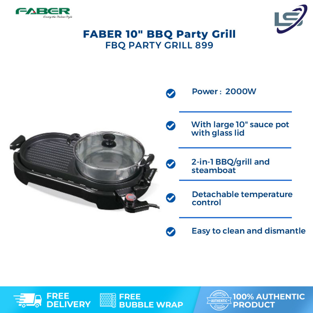 FABER 10" BBQ Party Grill FBQ PARTY GRILL 899 | 2-in-1 BBQ/grill and ...