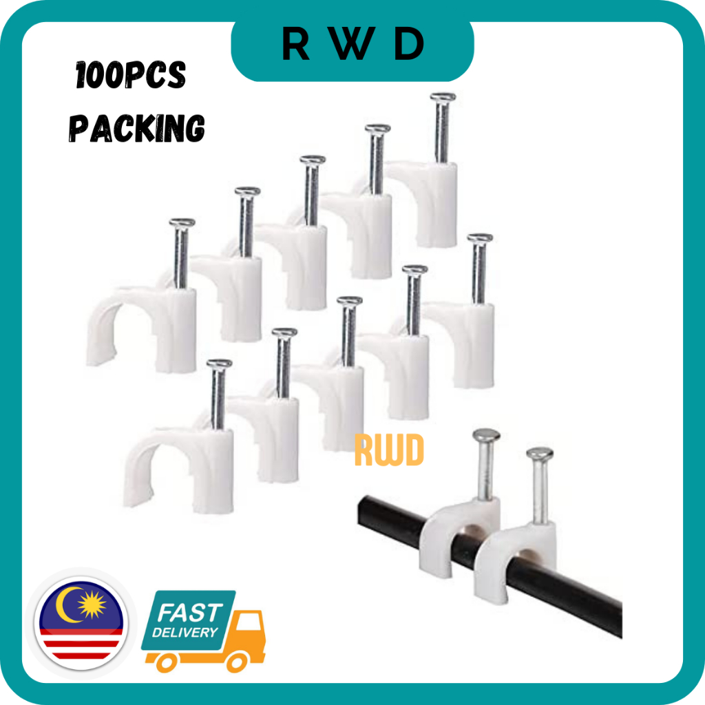 4MM ~ 10MM CABLE CLIP (100pcs) / WALL INSERT ELECTRIC WIRE CABLE NAIL ...