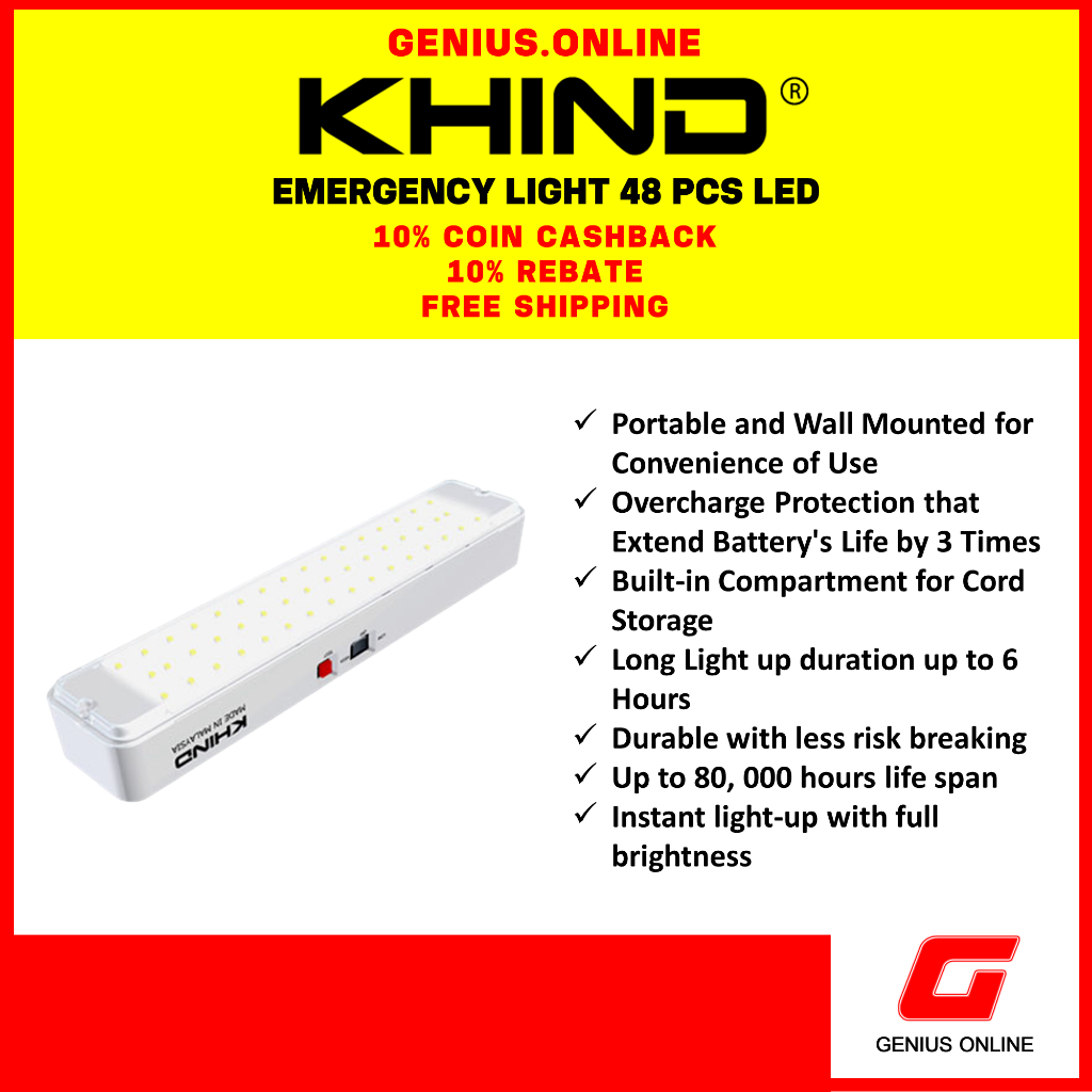 KHIND Emergency LED Light (48 Pcs) EM2004G | Shopee Malaysia