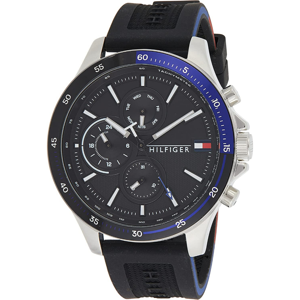 Authentic Tommy Hilfiger Men Black Dial Silicon Watch 1791724 Jam ...