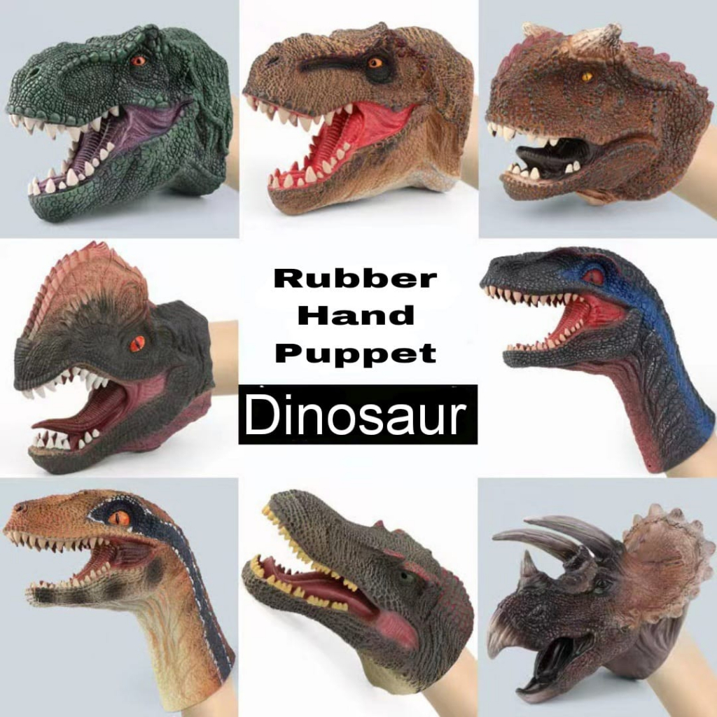 Ready Stock 】Kids Dinosaur Head Puppets Head Glove Toy Soft Dinosaur ...