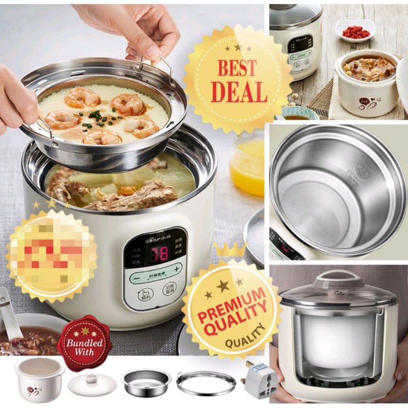 Bear DDZ-B12E2 Multi-functional 1.2L Smart Water-isolated Slow Cooker ...