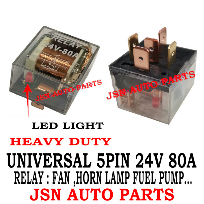RELAY 5PIN 24V 80A HEAVY DUTY WITH LED LIGHT RELAY SUITABLE FOR ALL ...