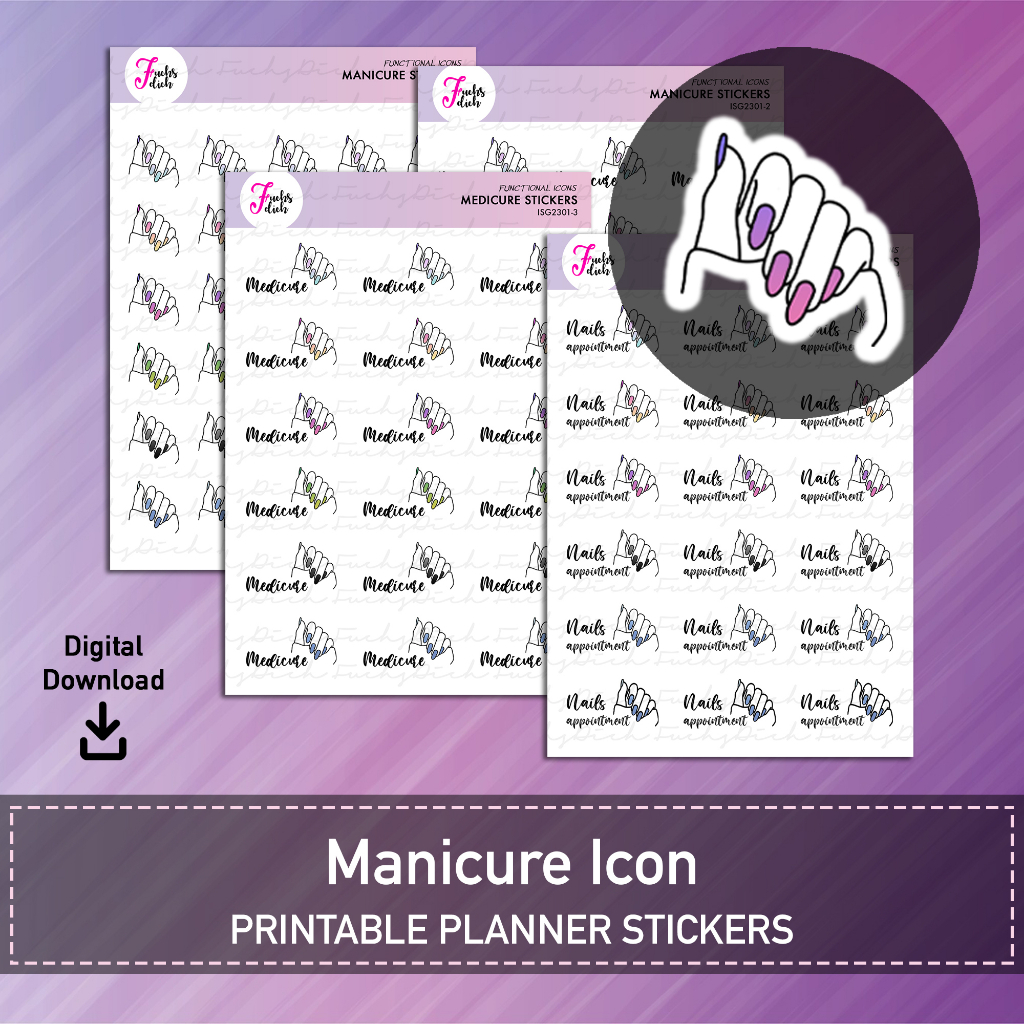 FuchsDich Printable Mini Manicure Stickers | PDF File | Medicure ...
