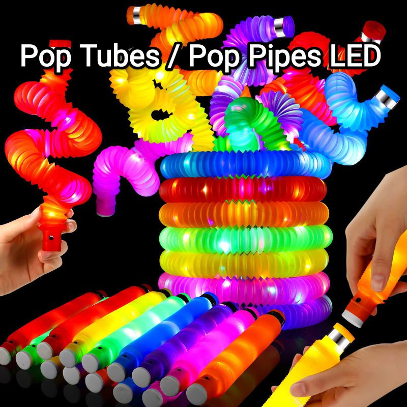 19cm Big LED Pop Tube Fidget Toys Sensory For Anti Stress Plastic ...