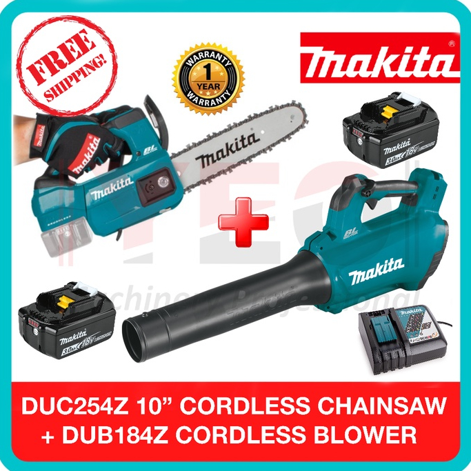 MAKITA DUC254Z CORDLESS 10" CHAINSAW (BRUSHLESS) + DUB184Z CORDLESS BLOWER (BRUSHLESS) -1 YEAR ...