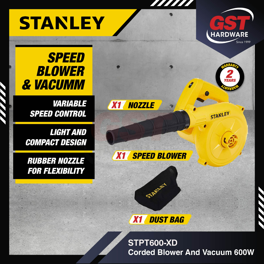 Stanley Blower 600W Corded Blower And Vacuum STPT600 Leaf Blower ...