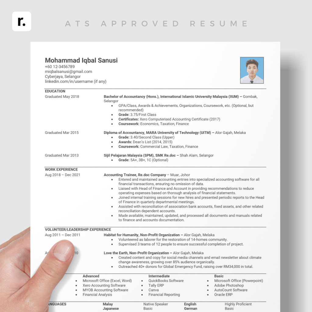 ATS Fresh Graduates With Little to No Experience Resume Template, Cover ...