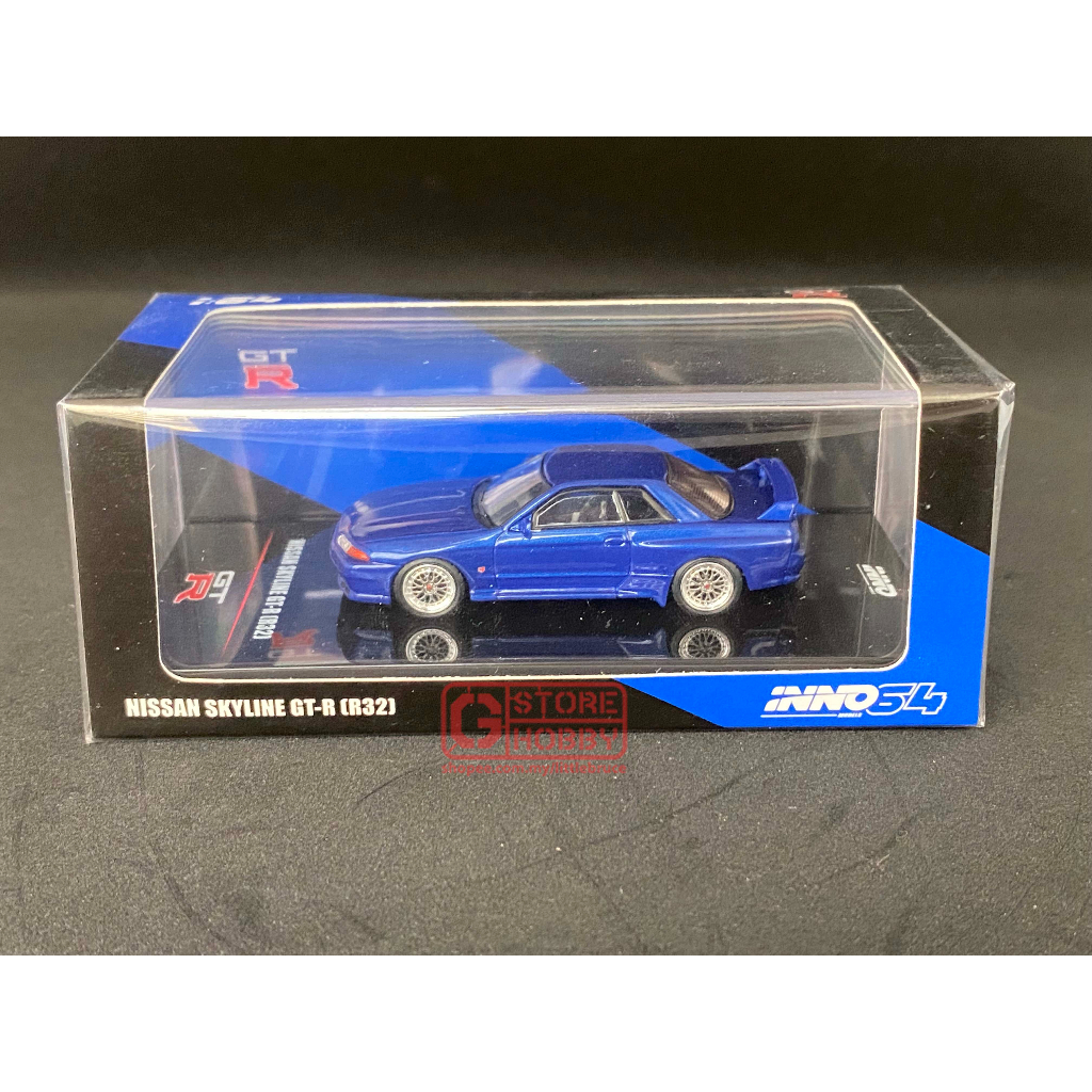 INNO MODELS INNO64 1/64 NISSAN SKYLINE GT-R R32 BLUE WITH EXTRA WHEELS ...