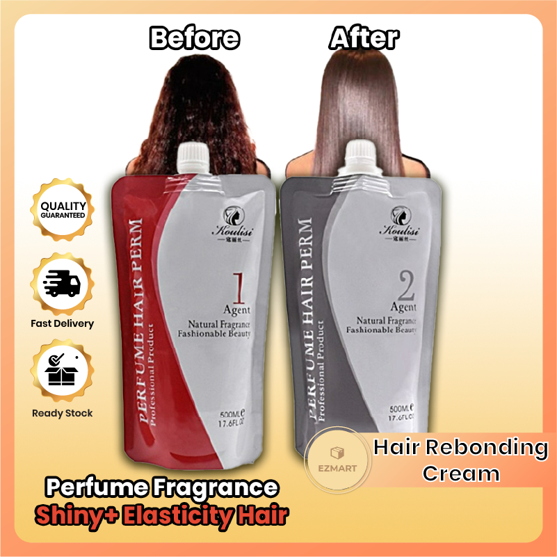 Hair Rebonding Cream Ubat Krim Lurus Rambut Straightener Salon Set ...
