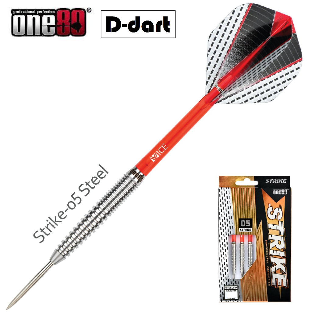 ONE80 STEEL TIP DART - 24G STRIKE 05 HD TUNGSTEN STEEL DARTS (ARROW ...
