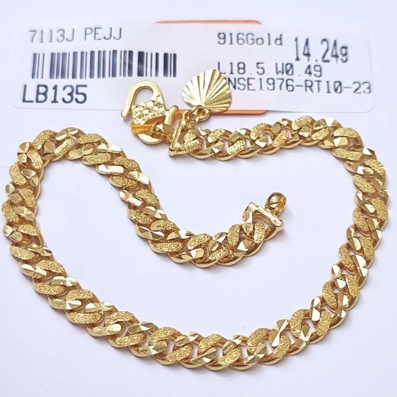 RANTAI TANGAN LIPAN PASIR (PADU) EMAS 916 TULEN 4g-13g UP | Shopee Malaysia